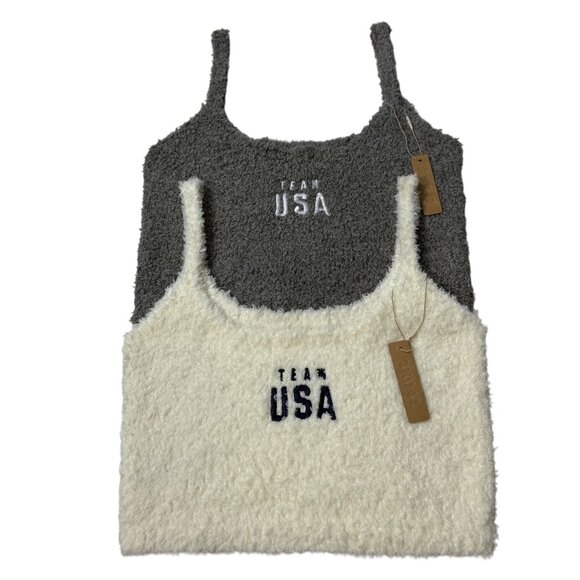SKIMS | Tops | Skims Cozy Knit Tank Top Lot 2 White Gray Lxl Team Usa ...
